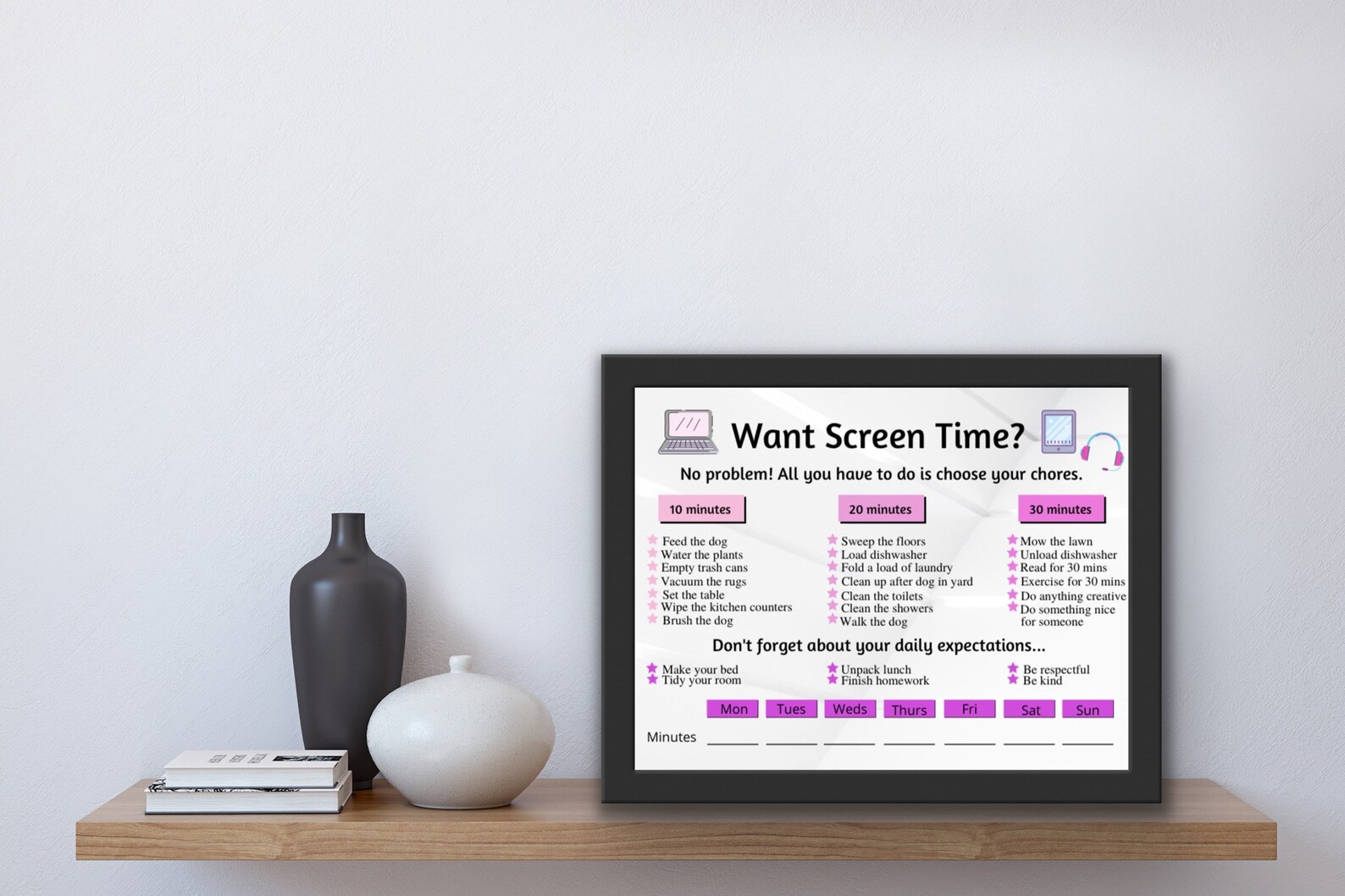 EDITABLE Screen Time Chores Routine Checklist Kids | Etsy