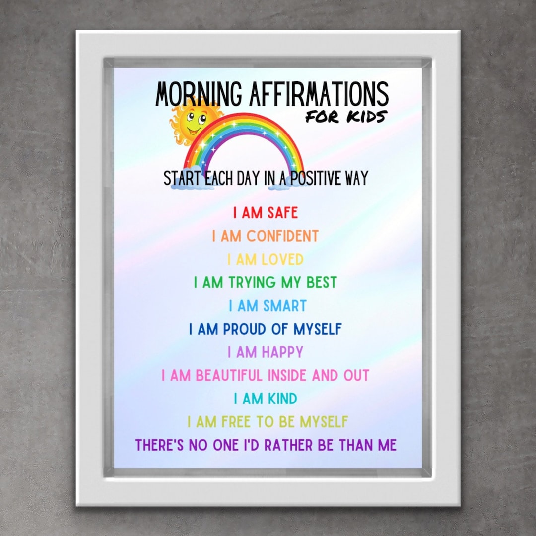 Morning Affirmations for Kids Positive Mindset Kids Children Student ...