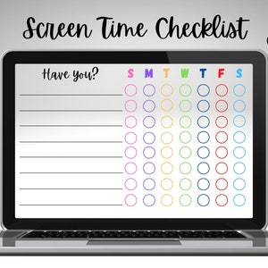 EDITABLE Screen Time Checklist - Etsy