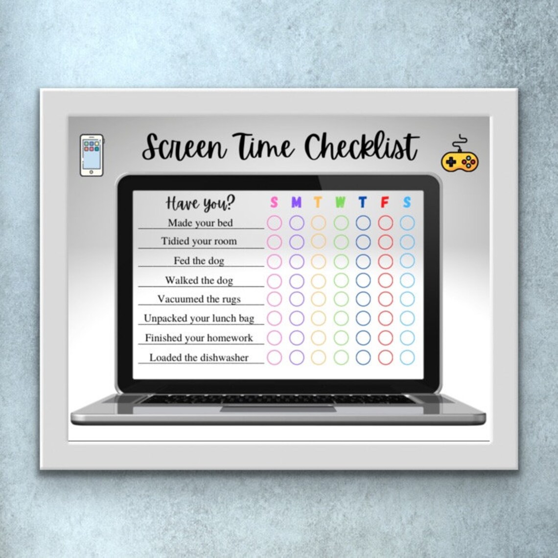 EDITABLE Screen Time Checklist - Etsy