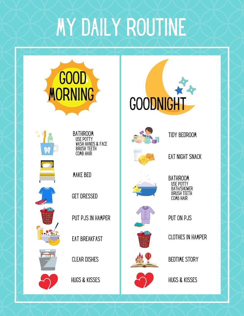 Kids Daily Routine Checklist Kids Children Printable Digital Download ...