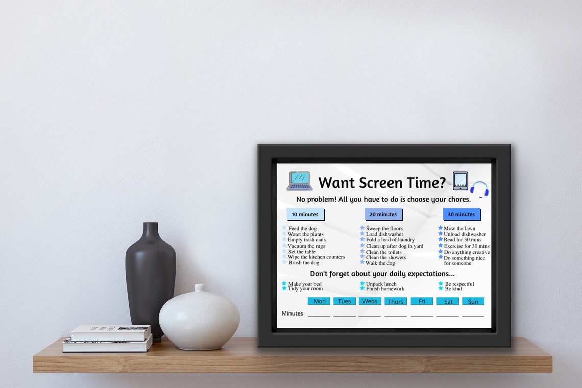 EDITABLE Screen Time Chores Routine Checklist Kids - Etsy