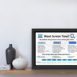 EDITABLE Screen Time Chores Routine Checklist Kids Teens Child Print ...