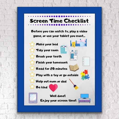 EDITABLE Screen Time Chores Routine Checklist Kids - Etsy