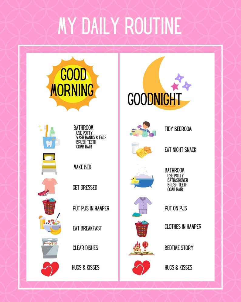 Kids Daily Routine Checklist Kids Children Printable Digital Download ...