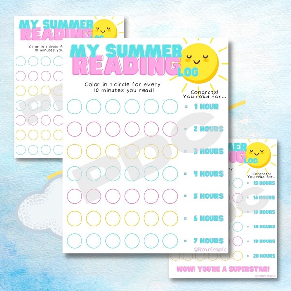 Printable Summer Reading Chart for Kids - Etsy