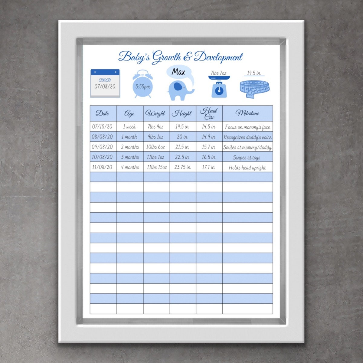Baby's Growth & Development Log Infant Tracker Newborn - Etsy