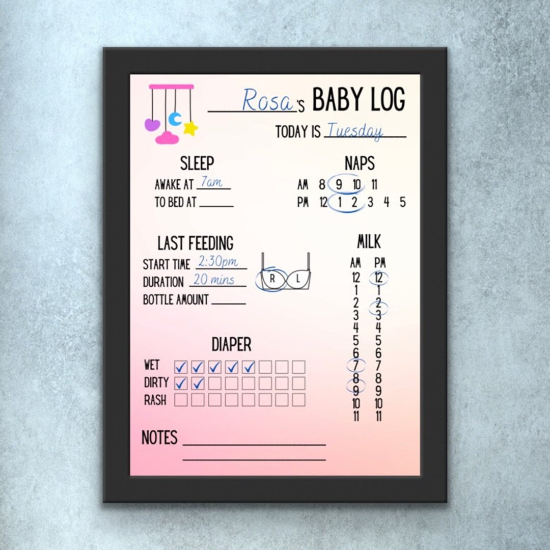 Baby Log Infant Tracker Daily Newborn Digital Download Printable ...