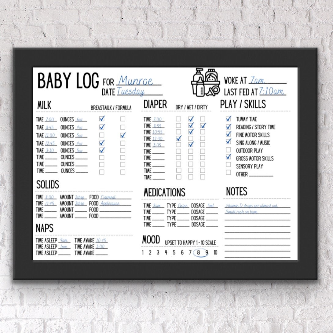 Baby Log Infant Childcare Log Nanny Log Tracker Schedule Babysitter Log ...