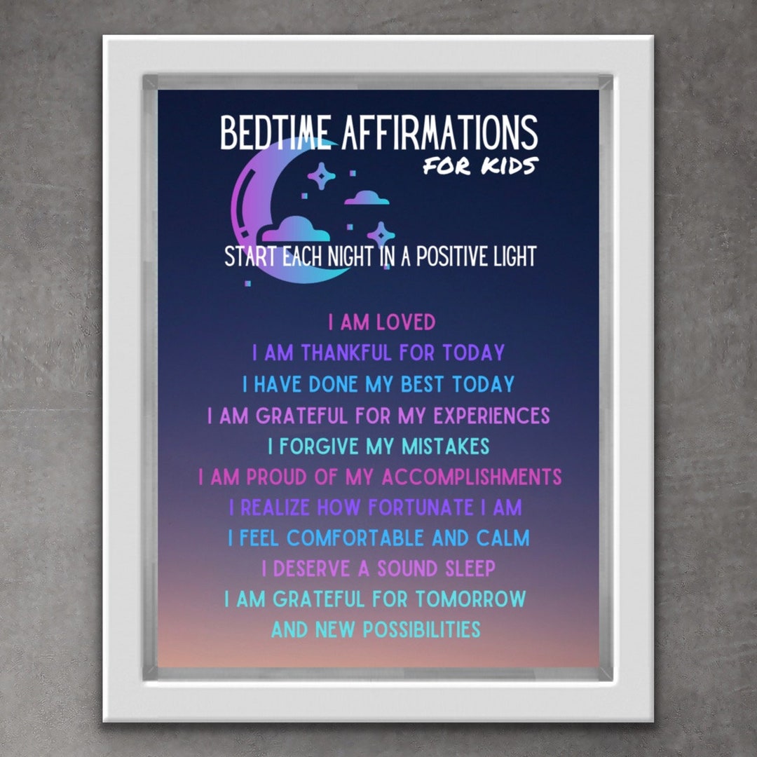 Bedtime Affirmations for Kids Positive Mindset Kids Children Printable ...