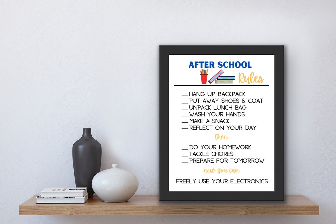 After School Rules Routine Checklist Kids Editable - Etsy
