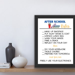 After School Rules Routine Checklist Kids Editable Print Digital ...