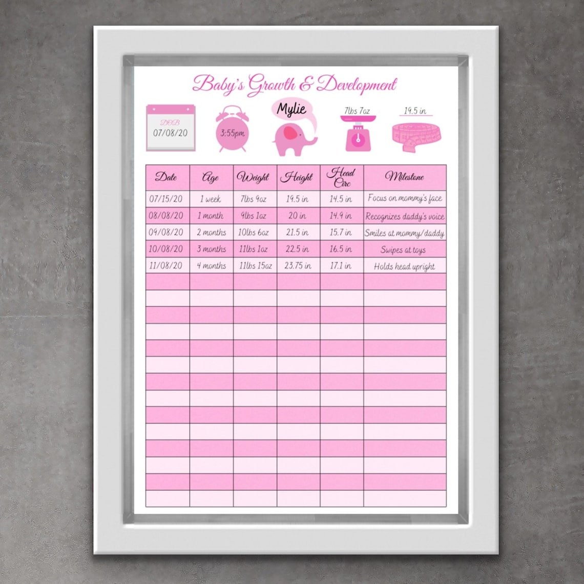 Baby's Growth & Development Log Infant Tracker Newborn - Etsy