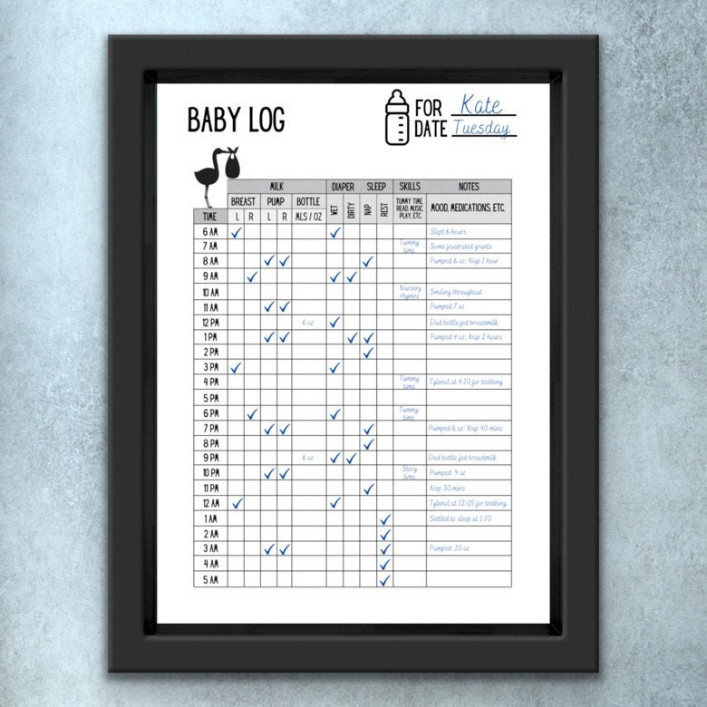 Baby Log Infant Childcare Log Nanny Log Tracker Newborn Schedule ...