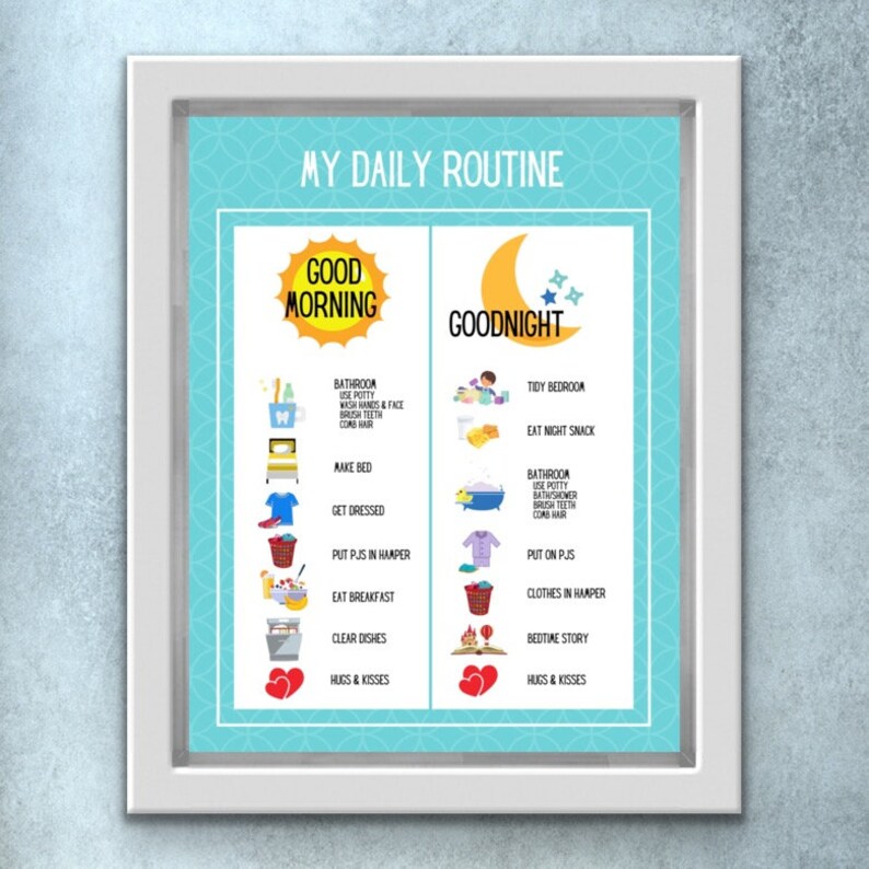 Kids Daily Routine Checklist Kids Children Printable Digital Download ...