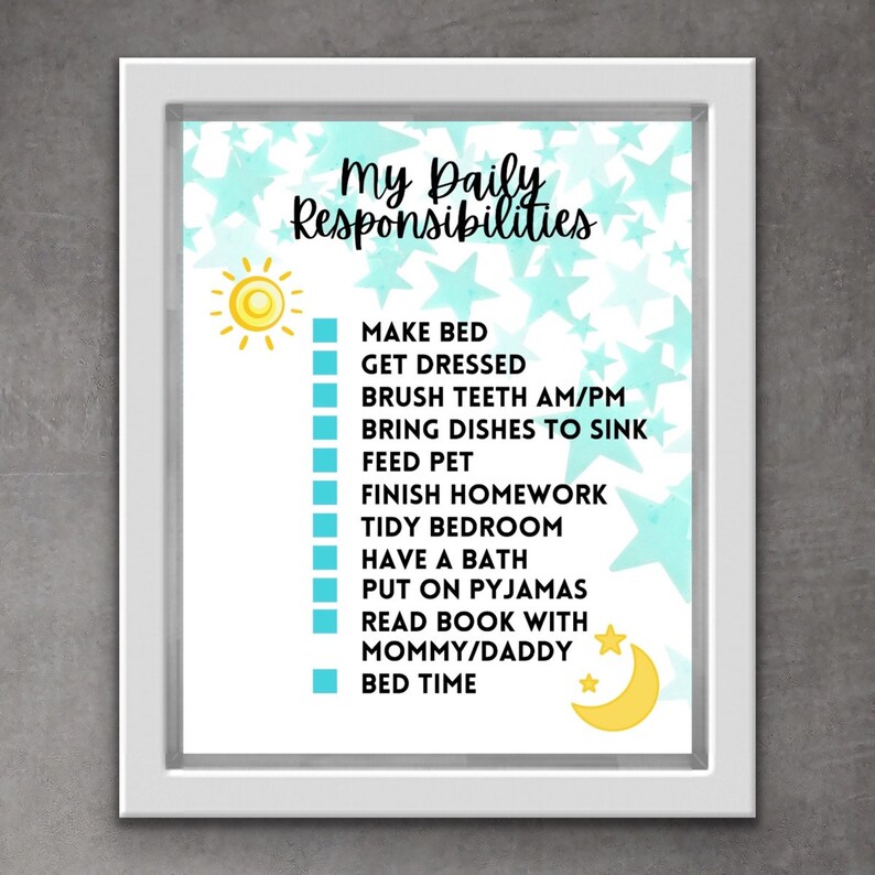 My Daily Responsibilities Checklist Routine Checklist Kids Children ...