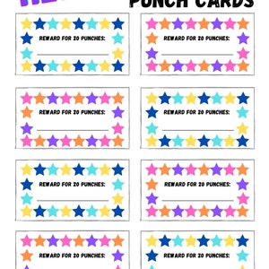 Reward Punch Cards - Etsy