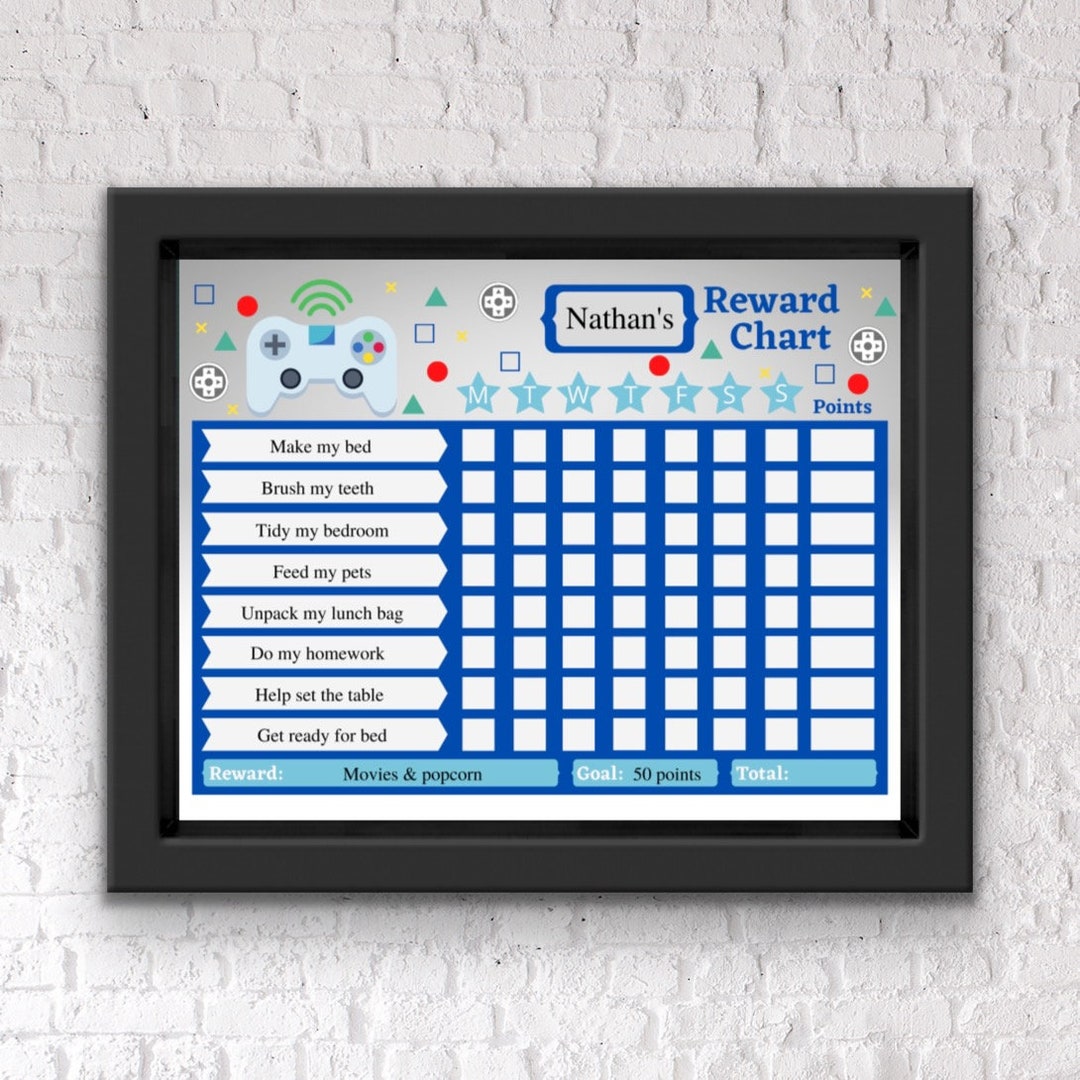 EDITABLE Gamer Weekly Reward Chart Routine Checklist Kids Children ...