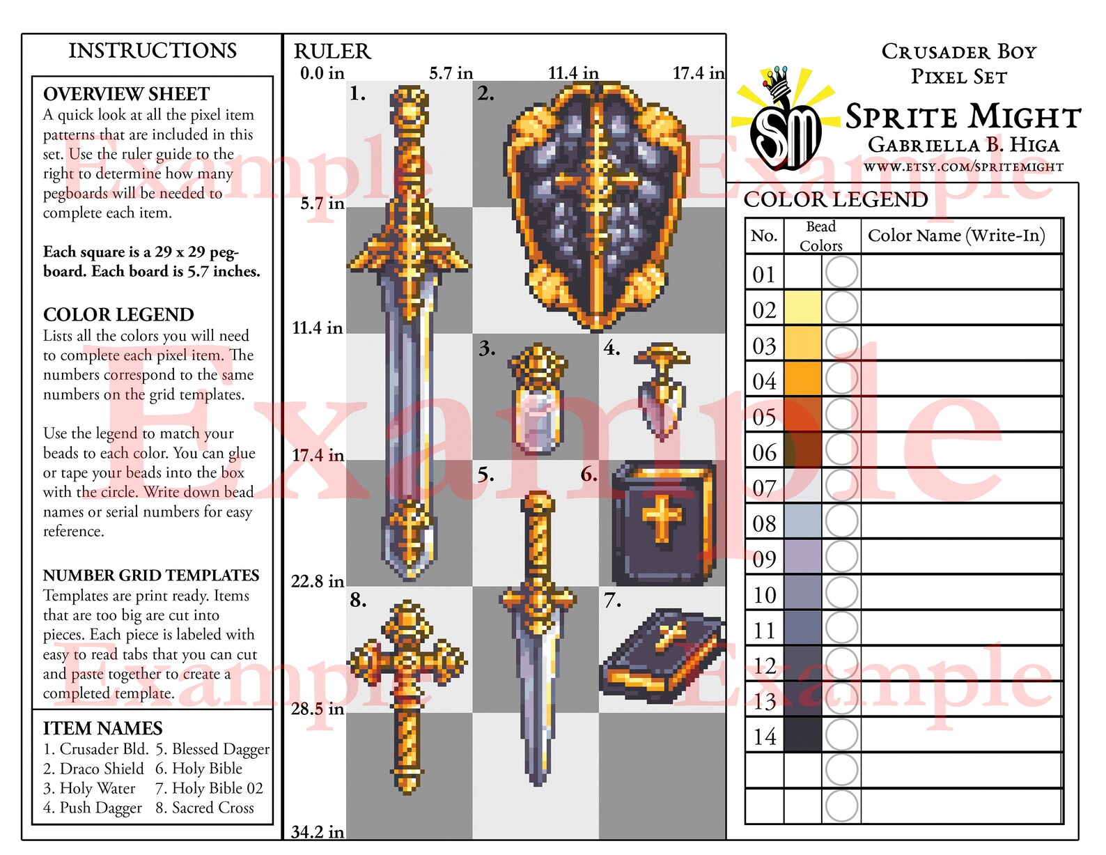 DIY Crusader Boy Perler Pixel Patterns • Sprite Might Art by Gabriella ...