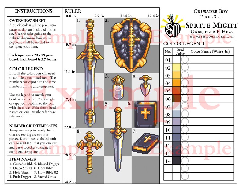 DIY Crusader Boy Perler Pixel Patterns • Sprite Might Art by Gabriella ...