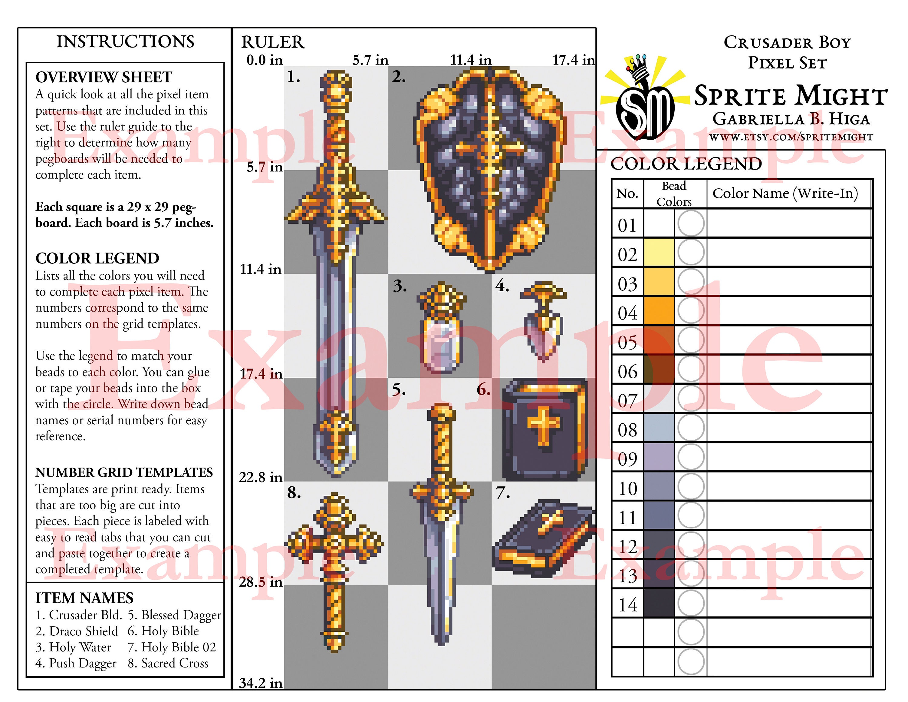 DIY Crusader Boy Perler Pixel Patterns • Sprite Might Art by Gabriella ...