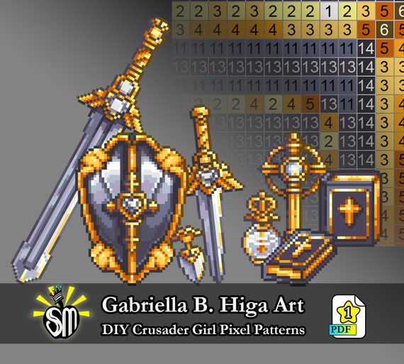DIY Crusader Girl Perler Pixel Patterns Sprite Might Art by - Etsy