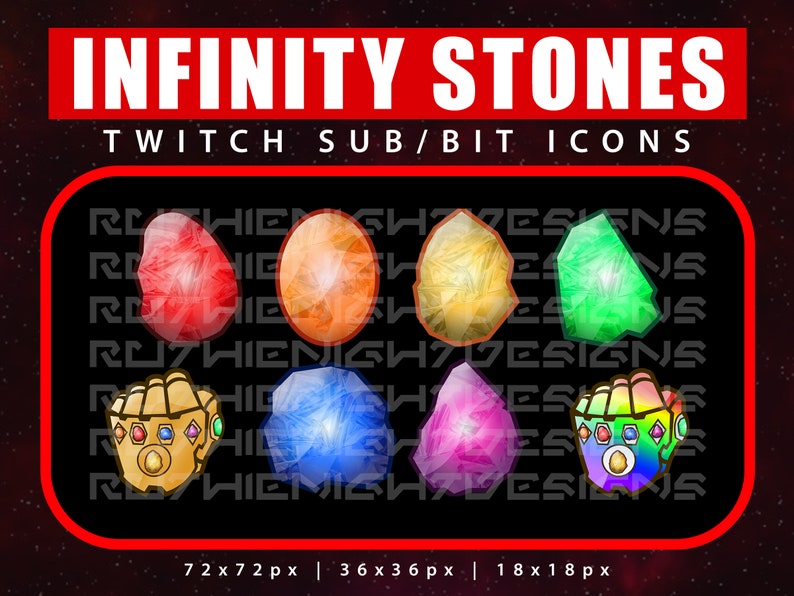Twitch Sub, Bit, Cheer Badges Marvel, Infinity Stone, Thanos ...