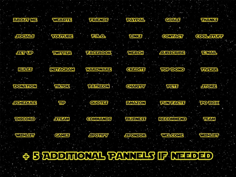 Twitch About Me Panels - Star Wars, Light Saber, Space - Downloadable ...