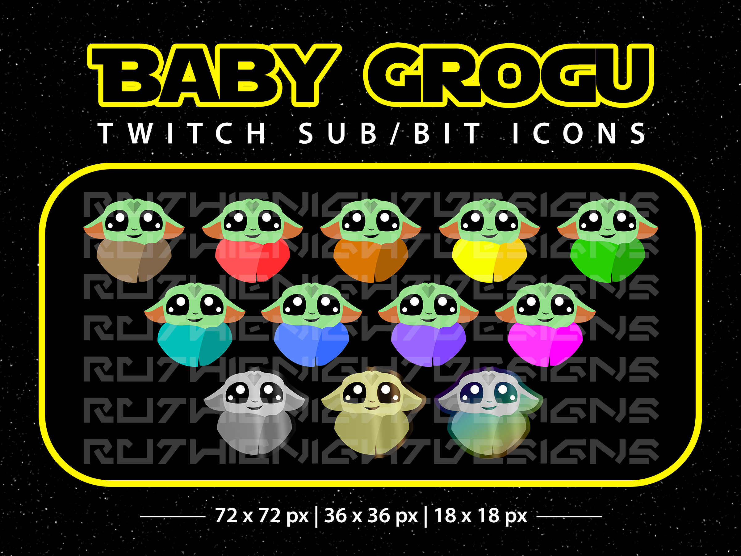 Twitch Sub, Bit, Cheer Badges - Star Wars, Grogu, Baby Yoda ...