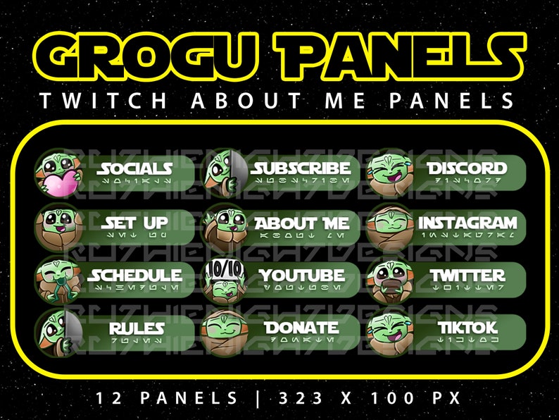 Twitch About Me Panels - Star Wars, Grogu, Baby Yoda, Mandalorian ...