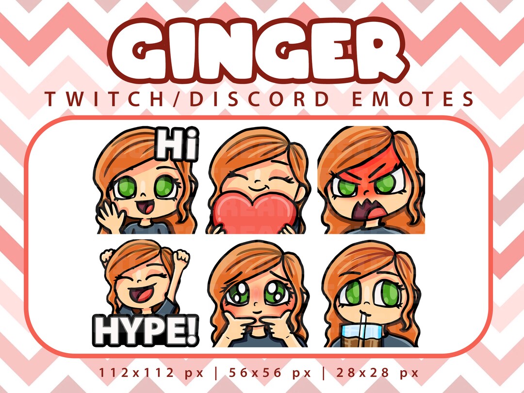 Twitch/discord Emotes - Ginger Hair, Cute Girl, Green Eye ...