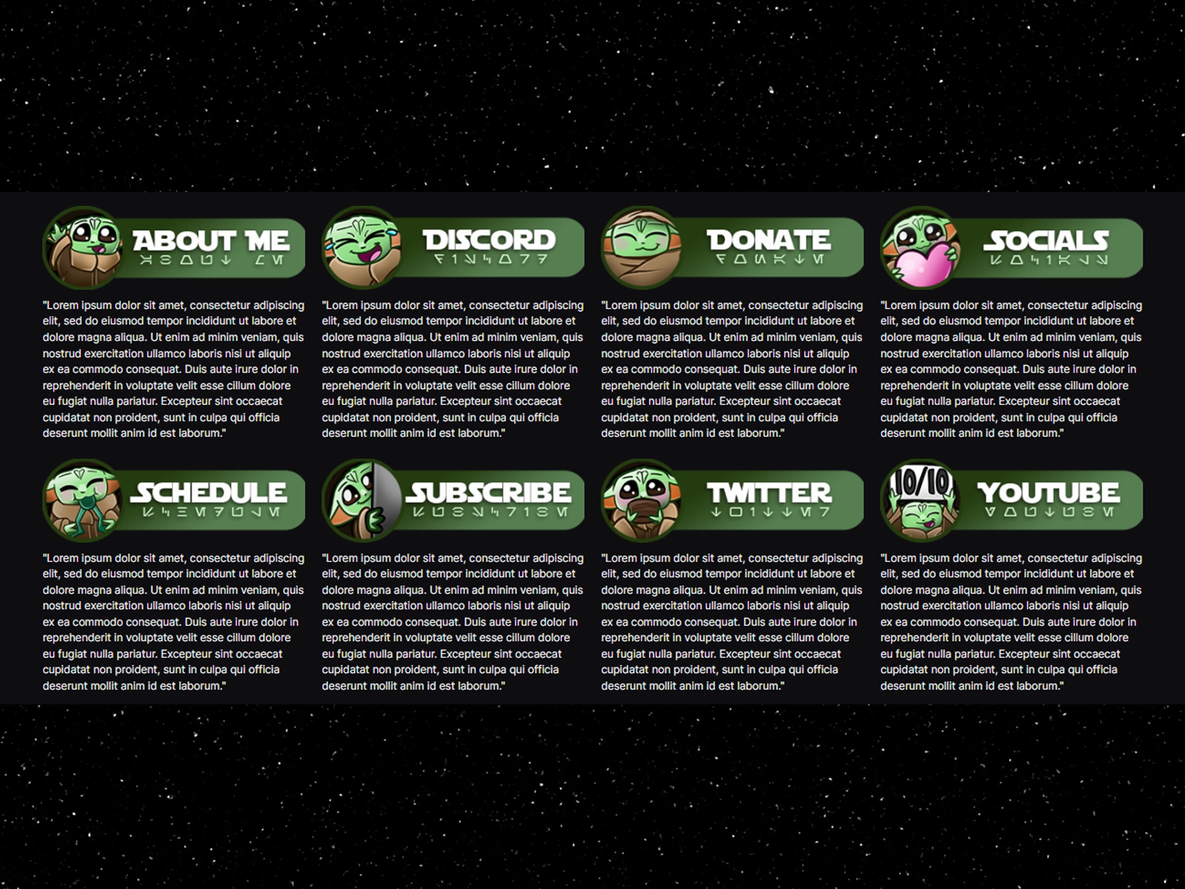 Twitch About Me Panels - Star Wars, Grogu, Baby Yoda, Mandalorian ...