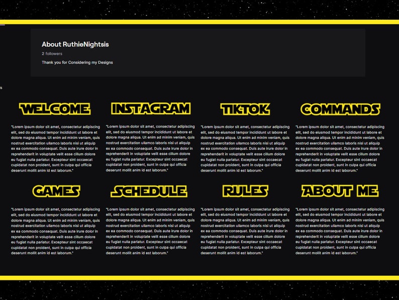 Twitch About Me Panels - Star Wars, Light Saber, Space - Downloadable ...