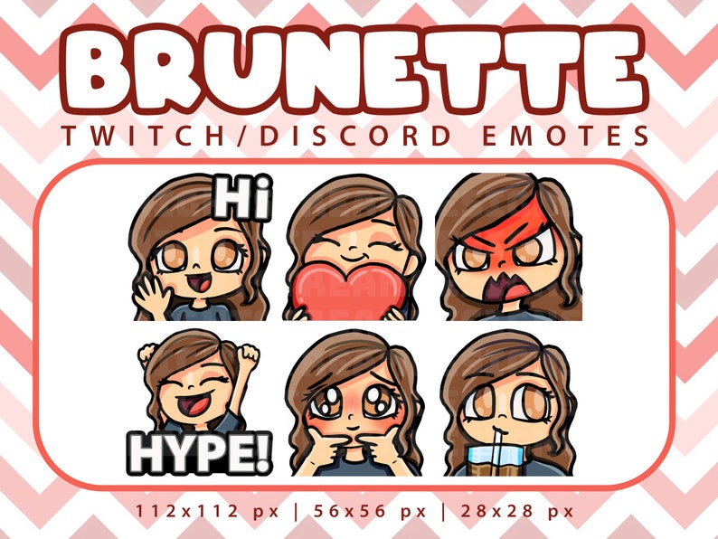 Twitch/discord Emotes - Brunette, Cute Girl, Brown Eyes - Downloadable ...