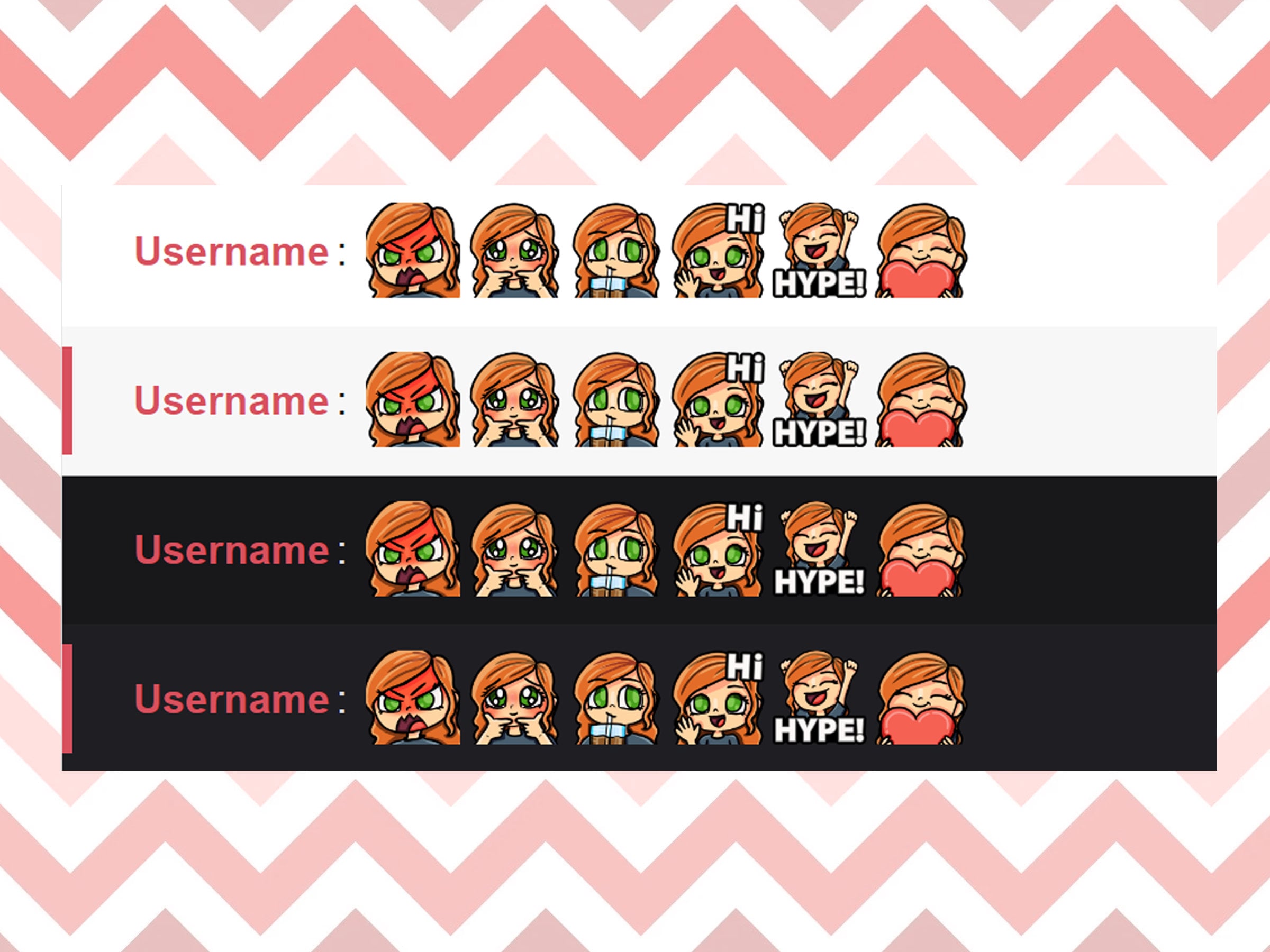 Twitch/discord Emotes Ginger Hair, Cute Girl, Green Eye Downloadable ...
