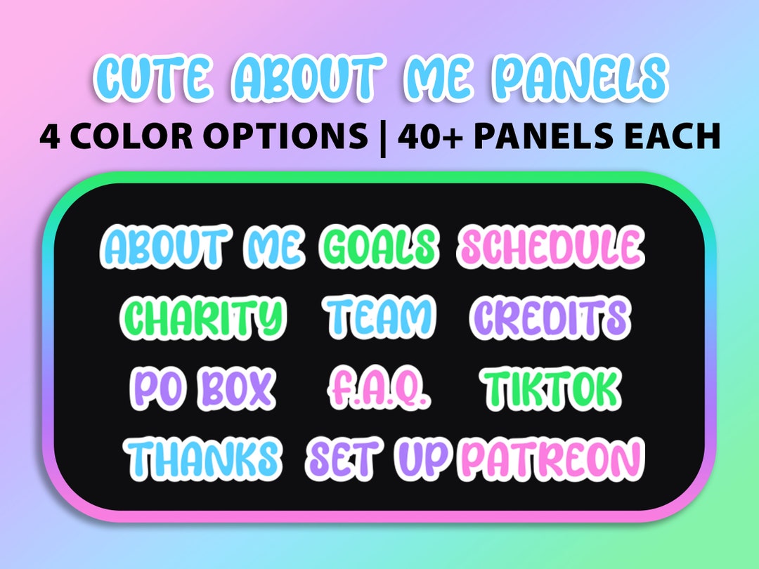 Twitch About Me Panels Cute, Neon, Bubble, Fun Downloadable Streaming ...