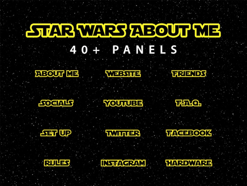 Twitch About Me Panels - Star Wars, Light Saber, Space - Downloadable ...