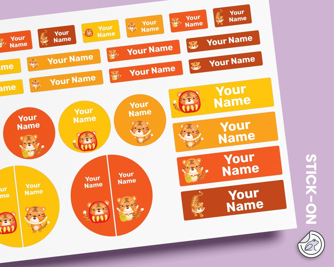 Tiger Name Label Pack 64~96 Pcs,waterproof Labels,daycare Labels,school ...