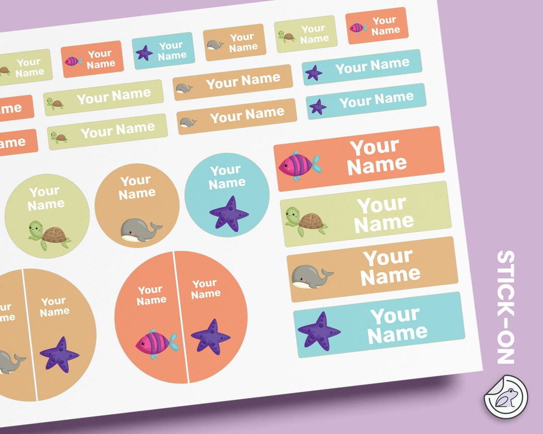 Sea Animal Name Label Pack 64~96 Pcs,waterproof Label for Kid,label ...