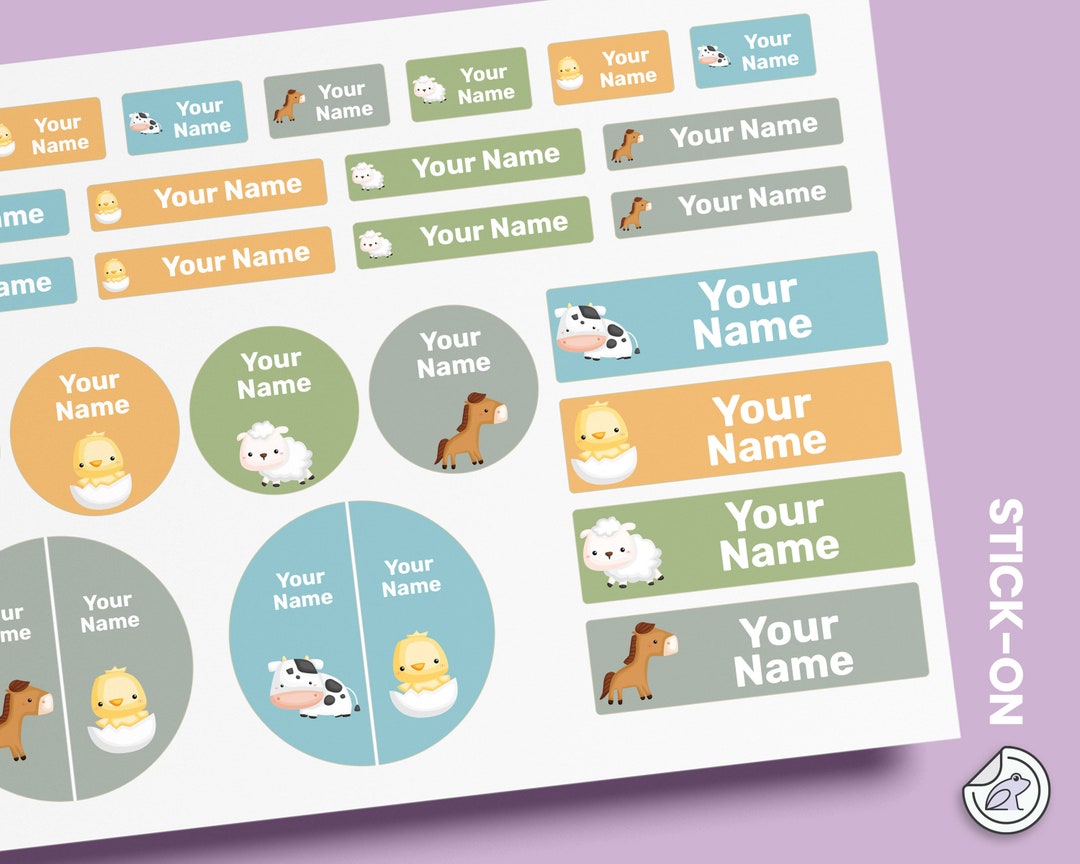 Farm Animal Name Label Pack 64~96 Pcs,waterproof Label for Kid,label ...