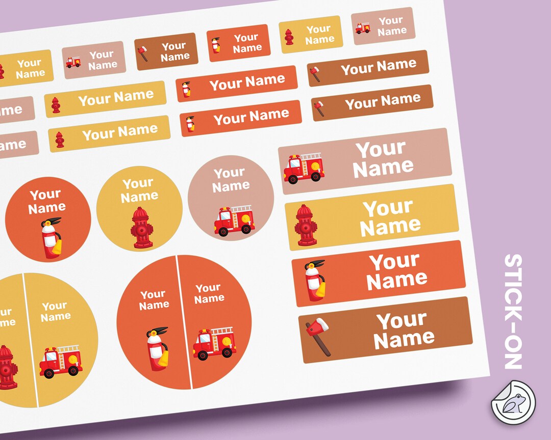 Firefighter Name Label Pack 64~96 Pc,waterproof Label Kid,label School ...