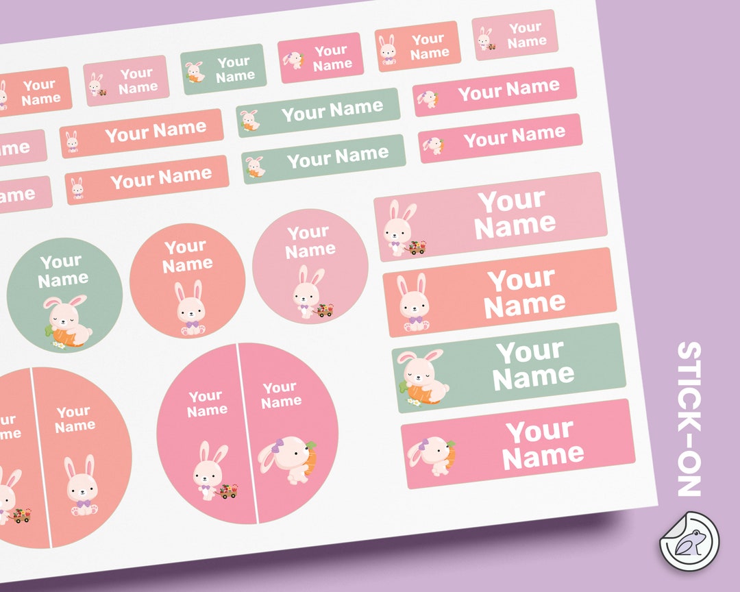 Bunny Name Label Pack 64~96 Pcs,waterproof Labels,daycare Labels,school ...