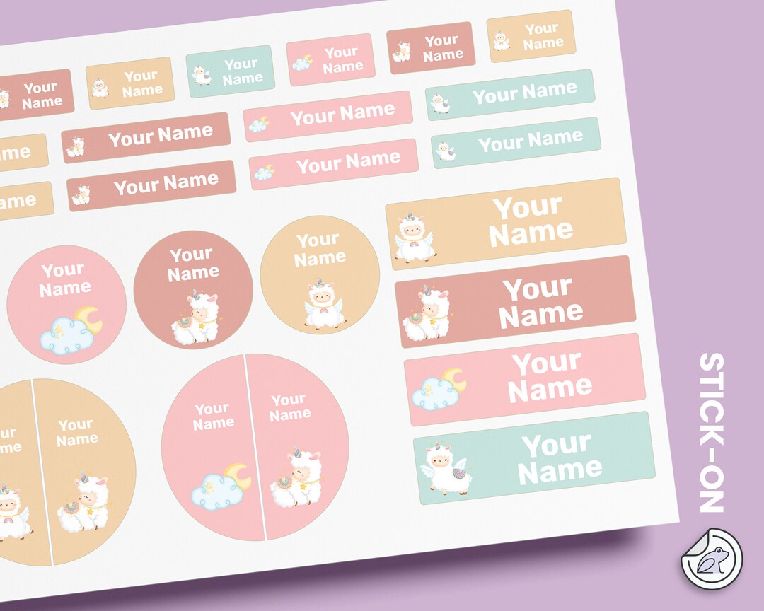 Llama Name Label Pack 64~96 Pcs,waterproof Label for Kid,label School ...