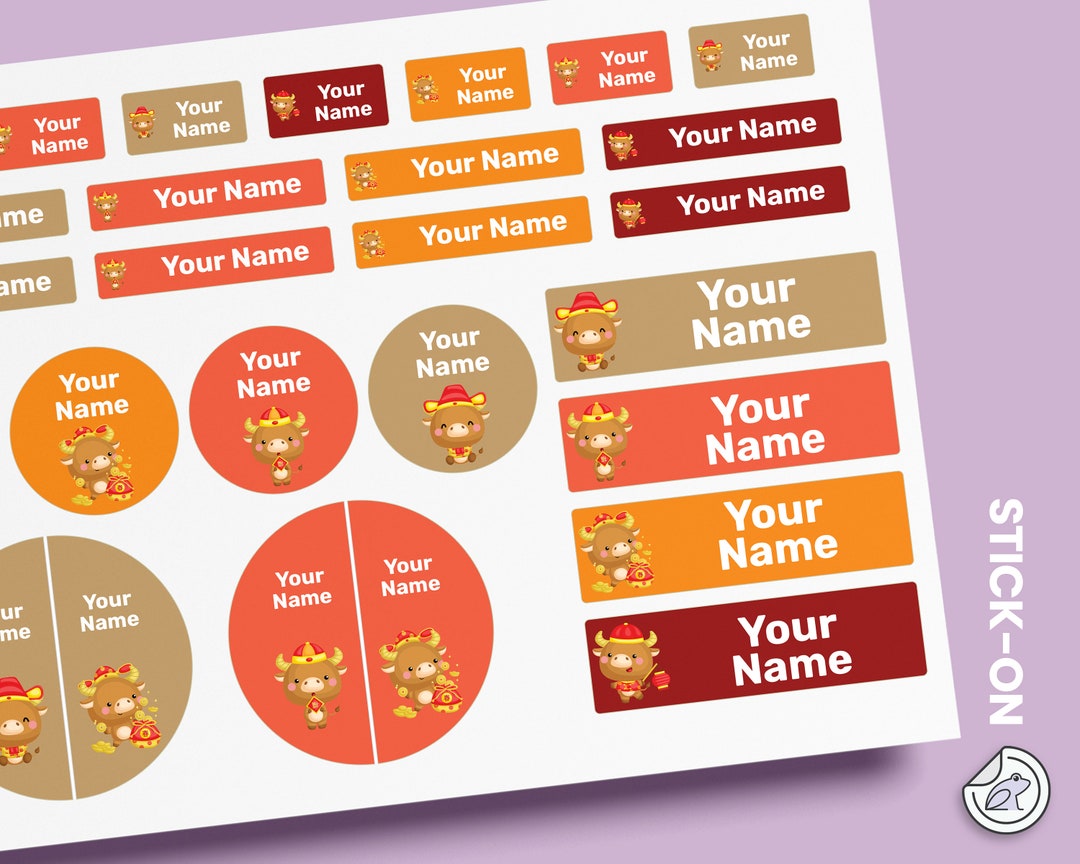 Ox Name Label Pack 64~96 Pcs,waterproof Label for Kid,label School ...