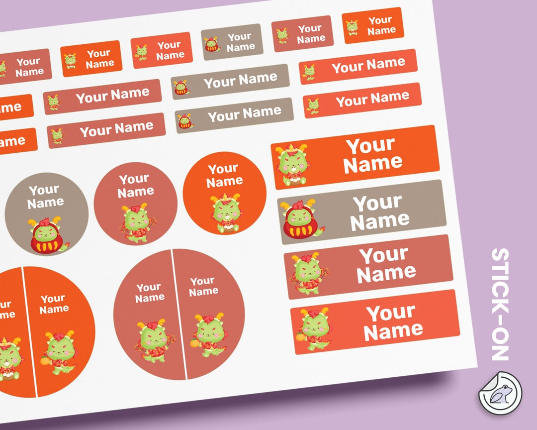 Dragon Name Label Pack 64~96 Pcs,waterproof Label for Kid,label School ...