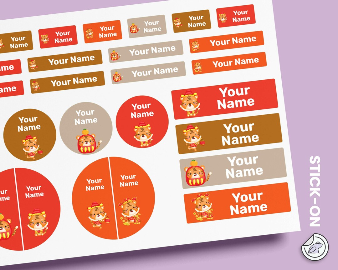 Tiger Name Label Pack 64~96 Pcs,waterproof Labels,daycare Labels,school ...