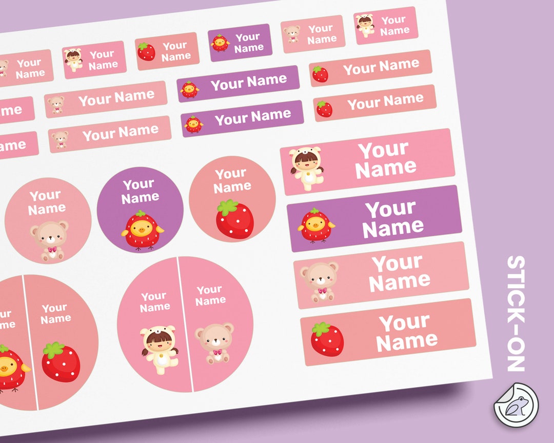 Girl Name Label Pack 64~96 Pcs -waterproof Labels-daycare Labels-school ...