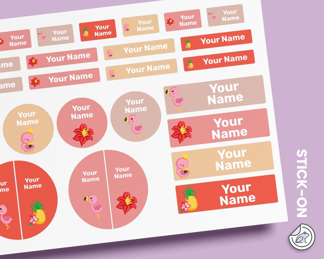 Flamingo Name Label Pack 64~96 Pcs,kid Waterproof Label,label School ...