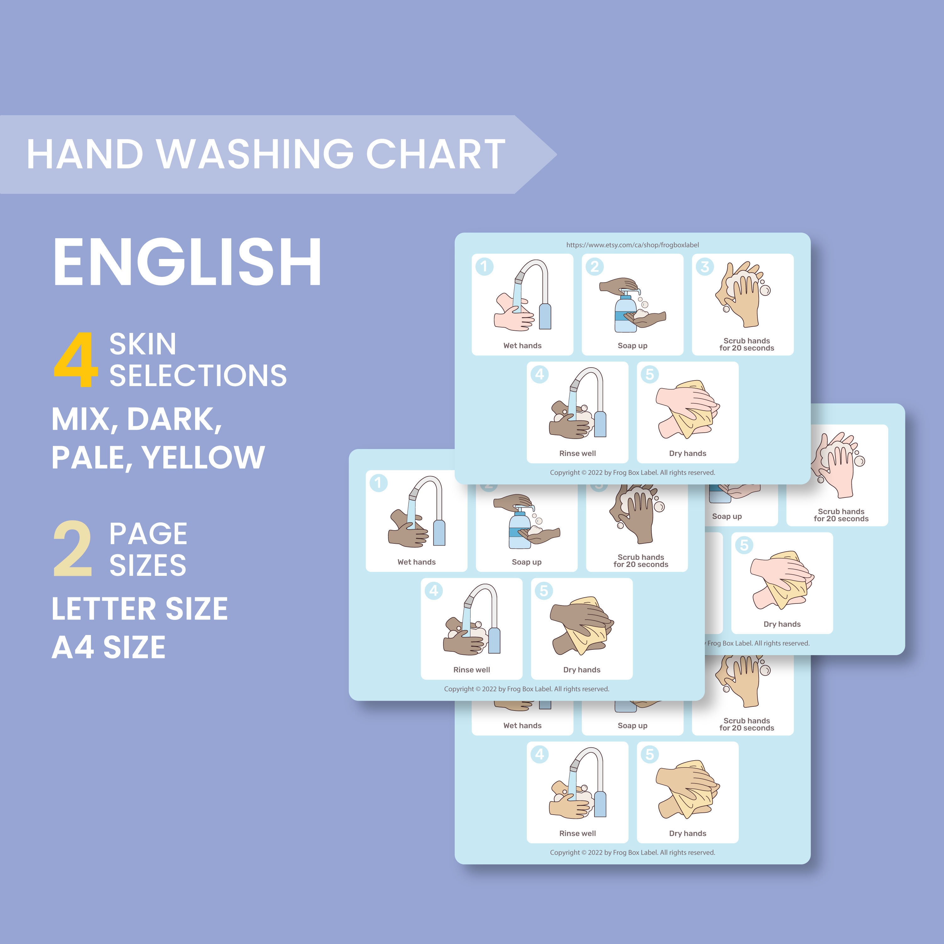 English Hand Washing Chart/educational Chart/hand Wash Routine - Etsy