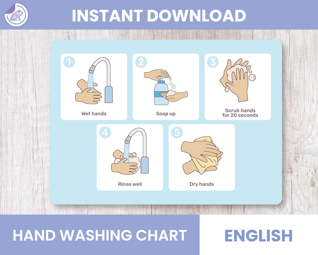 English Hand Washing Chart/educational Chart/hand Wash Routine - Etsy